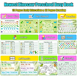 iGetooy Montessori Busy Book for Toddlers 1-3, Preschool Learning Activities Book, Newest Dinosaur Themes Busy Book for Kids Toys Ages 3-5, Kindergarten Preschool Workbook for Kids Boys Girls