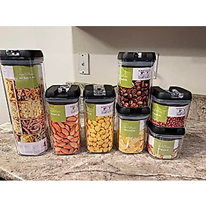 Sueno Imports 7 Piece Clear BPA Free Plastic Airtight Food Containers with Easy Lock Lids, Perfect for Kitchen Pantry Organization and Storage