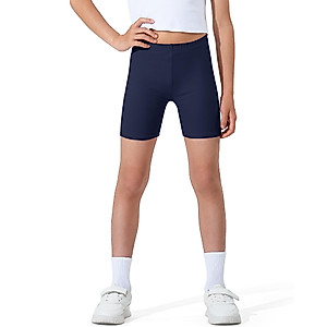 BOOPH Girls Bike Shorts Kids Cartwheel Shorts Biker Dance Shorts for Toddler Girl 3 Pack 5-6T Black Navy Rose Red