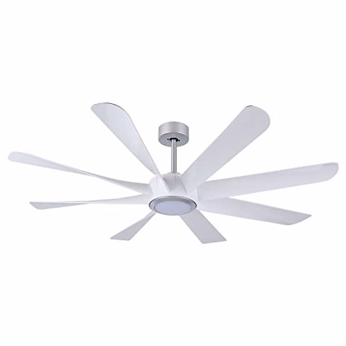 OFANTOP 60 Inch Smart Ceiling Fan with Light Remote Control, 6 Speed Quiet DC Motor Large Modern Silver White Ceiling Fan for Living Room