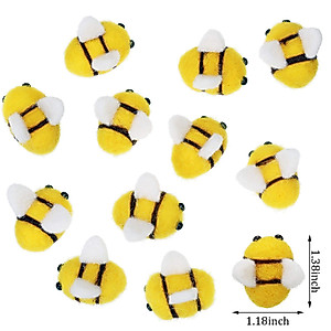 12 Pieces Wool Felt Bee Mini Crafts Bee for Baby Shower Gender Reveal Craft Scrapbooking DIY Decoration Nursery Tent Christmas Decoration