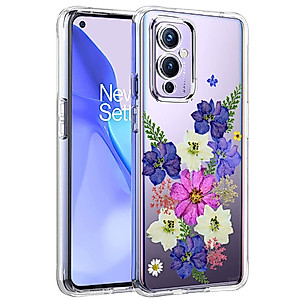 Unov Case Compatible with OnePlus 9 5G Clear with Design Soft TPU Shock Absorption Slim Embossed Pattern Protective Back Cover OnePlus 9 5G Case 6.5 inch (Very Peri Bouquet)
