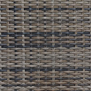 Signature Design by Ashley Harbor Court Outdoor Resin Wicker Handwoven Over Rust-Free Aluminum Framed Console with 2 Drink Holders, Gray