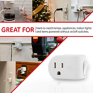 GE Grounded Power Switch, Outlet Extender, 3-Prong, Easy to Install, for Indoor Lights and Small Appliances, Energy Efficient Adapter, Space Saving Design, UL Listed, White, 25511