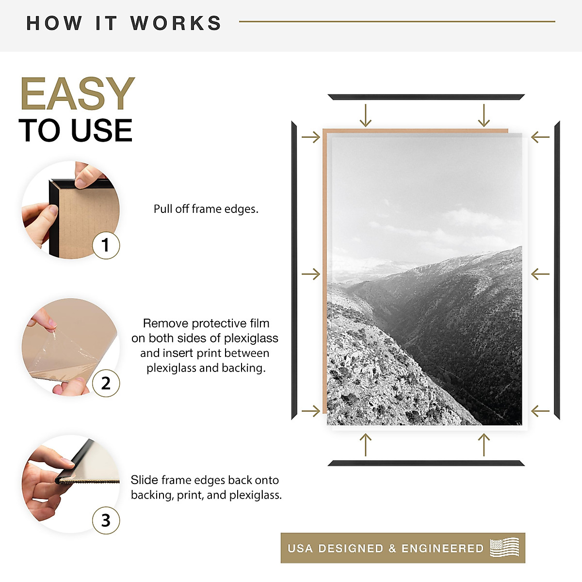 MCS Original Poster Frame 16x20 Black Lightweight Vertical & Horizontal Wall Hanging Large Picture Frame for Posters, Art Prints & Gallery Wall (2-Pack)