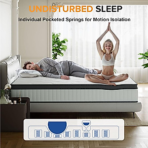 TXO Full Size Mattress, 12 Inch Medium Firm Hybrid Mattress with Pocketed Spring and Bamboo Charcoal Gel Memory Foam, Anti-Pilling Cover, Motion Isolation, Cool and Dry Sleep, Full Mattress in a Box
