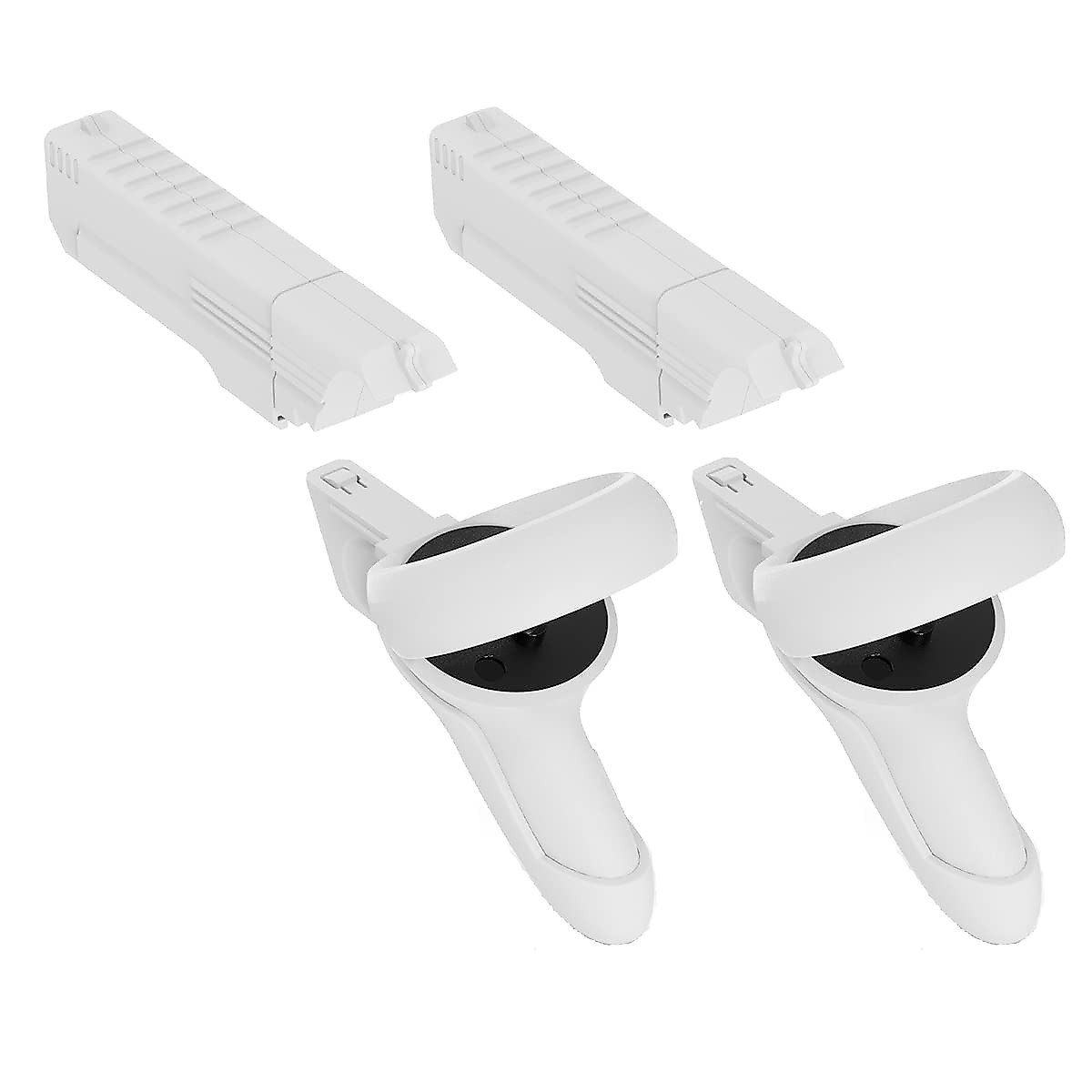 JULHOVR VR Game Stock Cover Grip Attachment Accessories Compatible with Quest 2 Touch Controllers,Enhance Arizona Sunshine Robo Recall Pavlov Onward VR FPS Gaming Experience(2 Pack-White)