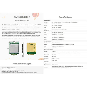 Waveshare SIM7600G-H-M.2 SIMCom Original 4G LTE Cat-4 Module Global Coverage with GNSS Support M.2 B Key Connector LTE-TDD LTE-FDD HSPA+ GSM GPRS Edge