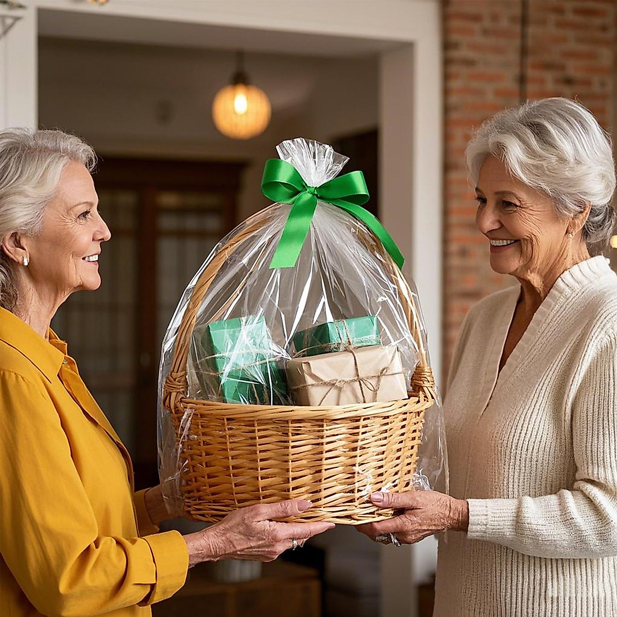 Morepack Large Cello/Cellophane Bags,30x 40 Inches Clear Basket Bags OPP Plastic Cellophane Wrap for Gift Baskets Packaging 5 Pieces