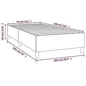 vidaXL Box Spring Bed Frame Home Indoor Bed Accessory Bedroom Upholstered Single Bed Base Furniture Dark Gray 39.4"x74.8" Twin Fabric