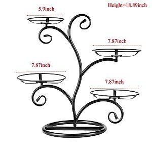 GuangYang Four Tier Tree Stand Display Serving Platter, Multi-Tier Cake Tray Stand, Food Server Display Plate Rack, Black Frame