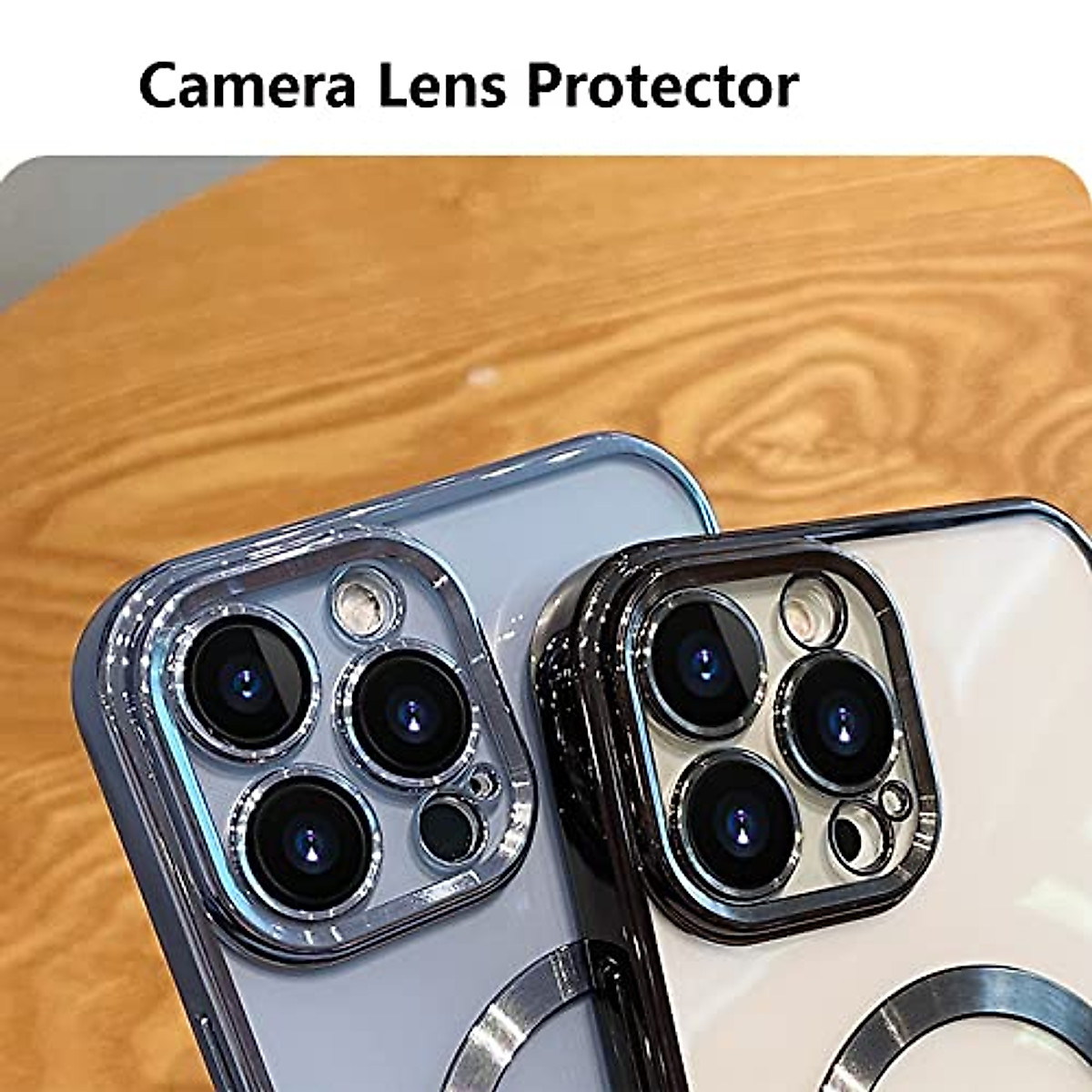 Spevert Magnetic Clear Case for iPhone 14 Pro with Camera Lens Protector Full Protection Case Compatible with MagSafe Elegant Anti-Scratch Case Cover 6.1 Inch - Gold (Gold)