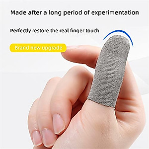 Finger Sleeves for Mobile Game, Anti-Sweat Extremely Thin Full Touch Screen Sensitive Finger Set (Pack of 6 Pairs, Gray), silver