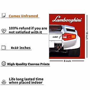 Modern Car Posters Classic Supercar Wall Art Prints, Cool Racing Ferrari Lamborghini McLaren Pagani Canvas Posters for Man Cave Boys Room Wall Decor, Sports Car Art Prints, Set of 4 (8"x10" Unframed)