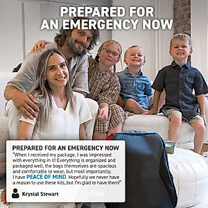 72 HRS Essential Emergency Survival Kit - Heavy Duty 72 Hour Bug Out Bag Survival Kit for Earthquake, Hurricane, Tsunami, Winter, Blackout - Include Emergency First Aid Kit, Water, Food (Black 2P)