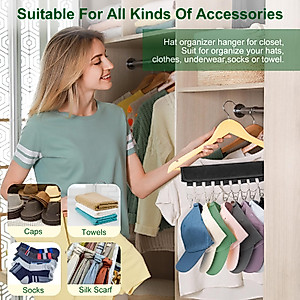 2PCS ksricfy Hat Rack for Baseball Caps, Hat Organizer for Closet, Hat Hanger Space Saving 85% with 10 Clips, Collapsible Hat Holder Fit All Caps for Men Wome