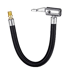 LUMITECO Locking Tire Chuck with Rubber Hose and Standard Tire Valve Fine Thread, Tire Inflator Pump Hose Adapter for Twist On Convert to Lock On Connection
