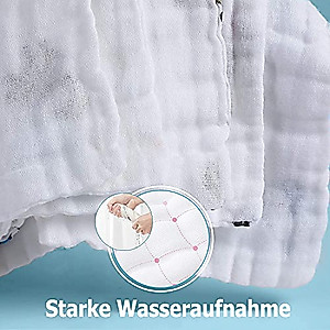 Baby Muslin Soft White Small Washcloths for Newborn Essentials Must Haves Muslin Wash Absorbent Burp Cloths Registry for Your Baby Boy Face Towel And Bath Washcloth Koo-dib 30 Pack Set + Wash Mesh Bag