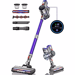 BuTure Cordless Vacuum Cleaner, 33Kpa 400W Stick Vacuum Cleaner with Touch Screen 55 Min Runtime Detachable Battery Wireless Vacuum for Pet Hair Carpet and Hard Floor