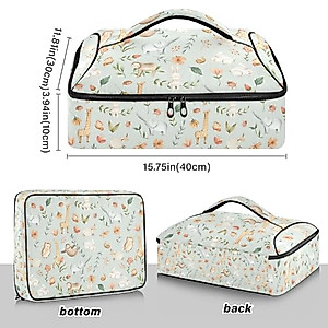 Kcldeci Insulated Thermal Food Carrier Insulated Casserole Carrier for Hot or Cold Food,Nursery Seamless Pattern Green Insulated Tote Bag for Potluck Cookouts Parties Picnic,Lasagna Lugger