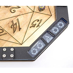 C4Labs Octagon Dice Tray~Octagon-Wood with Laser Etched D20 Design for Gaming