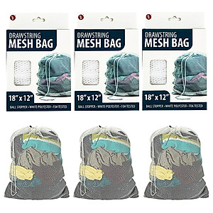 3 Heavy Duty Drawstring Mesh Laundry Bag Wash Hamper Delicates Clothes 18 X 12