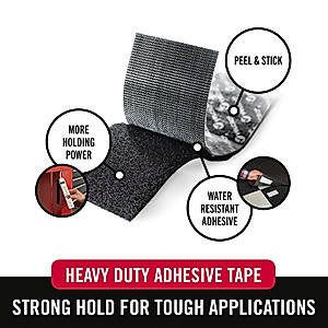 VELCRO Brand Heavy Duty Tape with Adhesive - Cut Strips to Length - Holds 10 lbs, Black - Industrial Strength Roll, Wide 10Ft x 2In - Strong Hold for Indoor or Outdoor Use