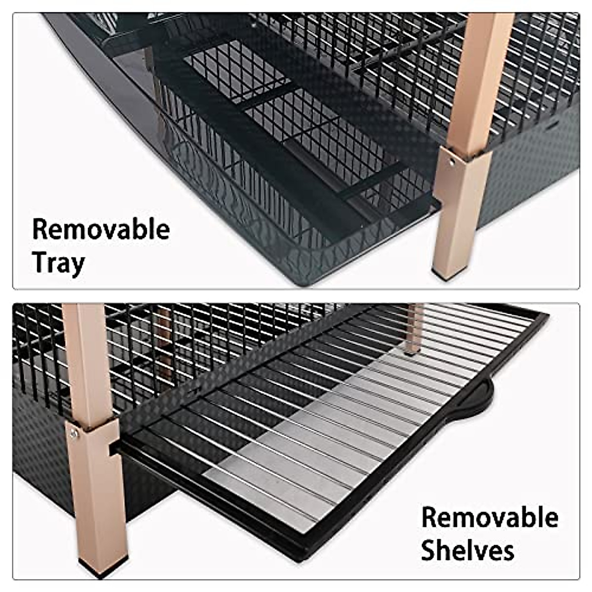 Flat top Bird Travel cage,21 inch Parrot Carrier with Wooden Perch Feeding Cup for Conures Cockatiel Parakeets（Aluminum Frame）