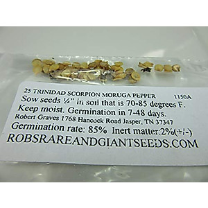 1150A-Trinidad Scorpion Moruga Pepper (Capsicum chinense) Seeds by Robsrareandgiantseeds UPC0764425787792 Bonsai,Non-GMO,Organic,Historic Plants,Sacred, 1150-A Package of 25 Seeds