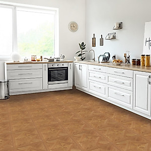 Nexus Self Adhesive 12-Inch Vinyl Floor Tiles, 20 Tiles - 12" x 12", Light Oak Diamond Parquet Pattern - Peel & Stick, DIY Flooring for Kitchen, Dining Room, Bedrooms & Bathrooms by Achim Home Decor