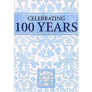 Designer Greetings Blue Leaves and Vines on White Background Age 100 / 100th Birthday Card for Him
