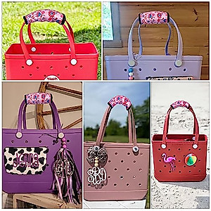 BABORUI Handle Wrap for Bogg Bag, Pink Flower Strap Wrap for Bogg Bag/Simply Southern Bag, Attachments Accessories for Bogg Bags to Relieve Hand Pressure and Protect Bag Handles