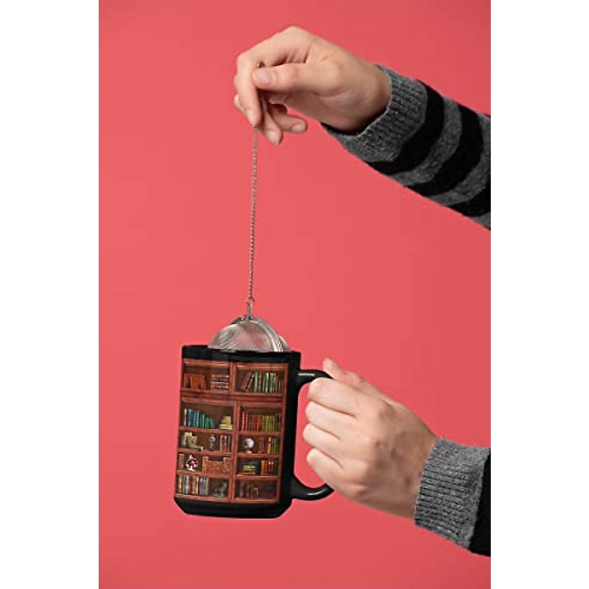 2IMT Library Bookshelf Mugs Book Lovers Coffee Mug - Librarian Coffee Mug Book Club Cup Bookish Items Bookworm Mug Gifts for Readers Book Lovers Black Mug 15oz