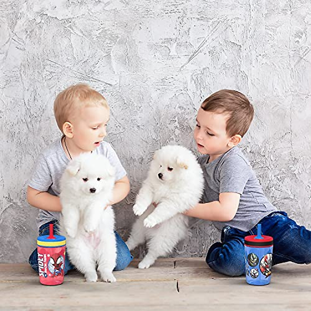 Zak Designs Marvel Spider-Man and Venom Kelso Tumbler Set, Leak-Proof Screw-On Lid with Straw, Made of Durable Plastic and Silicone, Perfect Bundle for Kids (15 oz, 2pc Set)