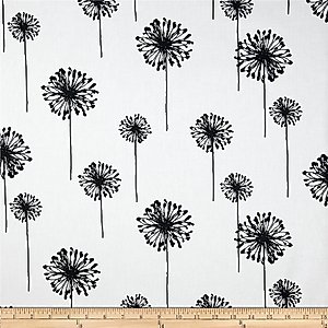 Premier Prints Dandelion Cotton Duck White/Black, Fabric by the Yard
