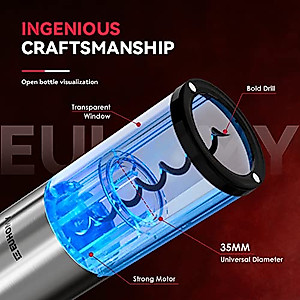 EUHOMY Electric Wine Opener with USB Charging,Reusable Stainless Steel Cordless Electric Wine Bottle Opener SET with 2-in-1 Aerator &Pourer, Foil Cutter, Vacuum Preservation Stoppers