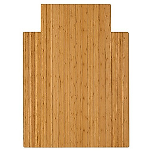 Anji Mountain Standard Office Desk Carpet Chair Mat Eco-Friendly Hand-Crafted Rectangular Moso Bamboo Chair Mat With Lip -for Low Pile Carpet and Hand Surfaces, Natural, 5mm Thick