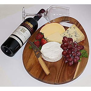 Large 16" x 12" Acacia Wood Charcuterie Board,Cheese Board and Knife Set in Gift box.Serving Platter,Grazing plate, reversible, Cutting Board, kitchen decor