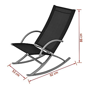 NusGear Patio Rocking Chairs 2 pcs Steel and Textilene Black-348