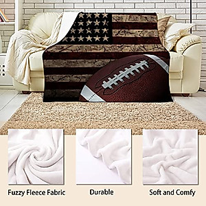 Soft Fleece Baseball Football Throw Blanket, Cozy Sherpa Warm Fuzzy Thick Bed Couch Sofa Blankets for Sport Fans Kids Adults Gifts 60"x 50" (Football-Brown)