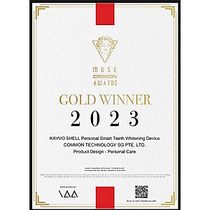 KAVVO Shell Teeth Whitening Kit 2023 Muse Design Gold Winner for Sensitive Teeth, Medical Level LED, Long Battery Life, Automatic UV Disinfection, Extra Teeth Tray & Gel for Bright Smile