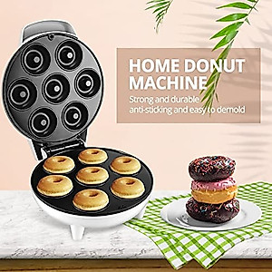 Mini Donut Maker Machine, Electric Non-Stick Donut Maker Machine for Makes 7 Doughnuts, Kid-Friendly Breakfast, Snacks, Donut Print Desserts & More for Home and Travel Use