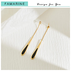 FAMARINE Black Earrings, Black Dangle Earrings for Women Waterdrop Drip Earrings Valentines Earrings
