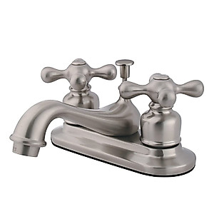 Kingston Brass KB608AX Restoration Center Set Lavatory Faucet with Brass/ABS Pop-Up, 4-1/2-Inch, Brushed Nickel