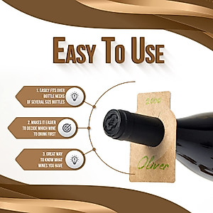 Colibrox Plain Kraft Paper Wine Bottle Tags (200 Pcs) - Durable Blank Wine Bottle Neck Tags, 2¼ x 3½ Inches with 1.1-Inch Hole - Multiuse Brown Kraft Paper Tags - Disposable Wine Vintage Tags