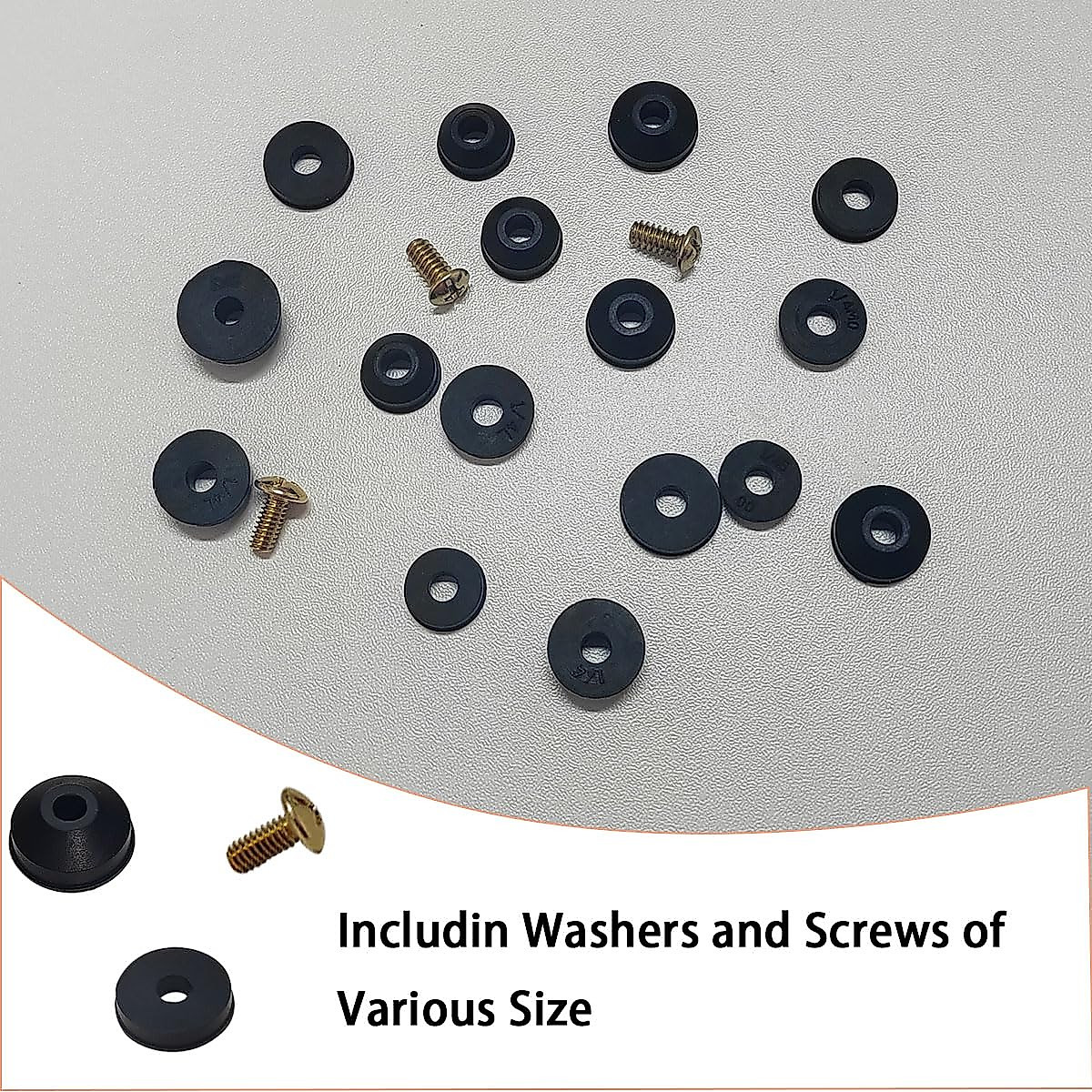 58 PCS Faucet Washers, Faucet Washer Assortment Kit, Flat and Beveled Faucet Washers, Beveled Faucet Washers Hose Repair Kit, Faucet Washers Assorted Kit
