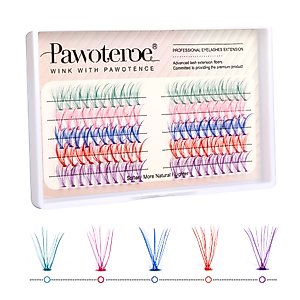 Colored Cluster Individual Lashes DIY Eyelash Extension 5 Colors Lash Clusters Eyelash 14mm Curl Lash Extension 100pcs Clusters False Lashes Set Pack by Pawotence (Color-Mix-14mm)