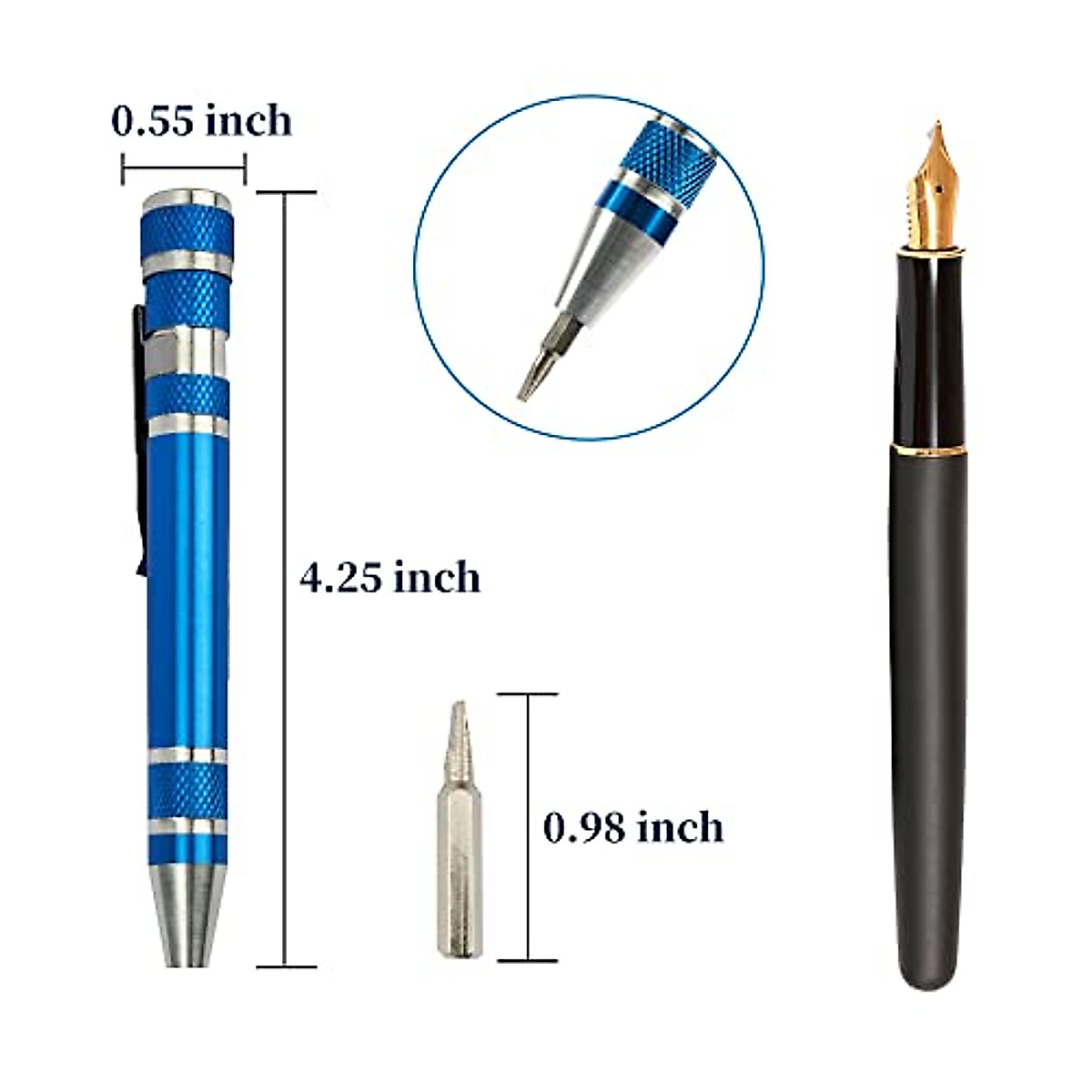 SWATOM 8 in 1 Mini Screwdriver Set Small Screwdrivers Pen Magnetic Repair Tools EDC Compact Precision Gadgets for Computer Eyeglasses Daily Home Improvement Use (Black)