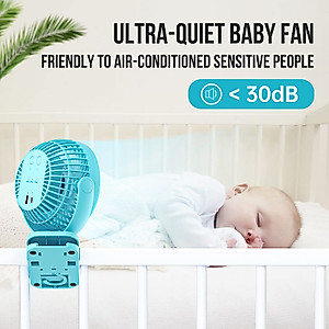 Camping Fan with LED Light - 12000mAh 65Hrs Battery Powered, Portable Rechargeable, Use As Power Bank, Clip On, Tent Fan for Camping, Camp Fan for Tent, Ceiling Fan for Tent RV Bed, Blue