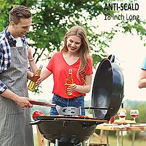 Heavy Duty BBQ Grill Tongs and Spatula for Outdoor Grill, 18 Inch Metal Grill Spatula Comes with an Extra Long Locking Kitch Tongs, Best BBQ Gift for Barbecue Grilling Master